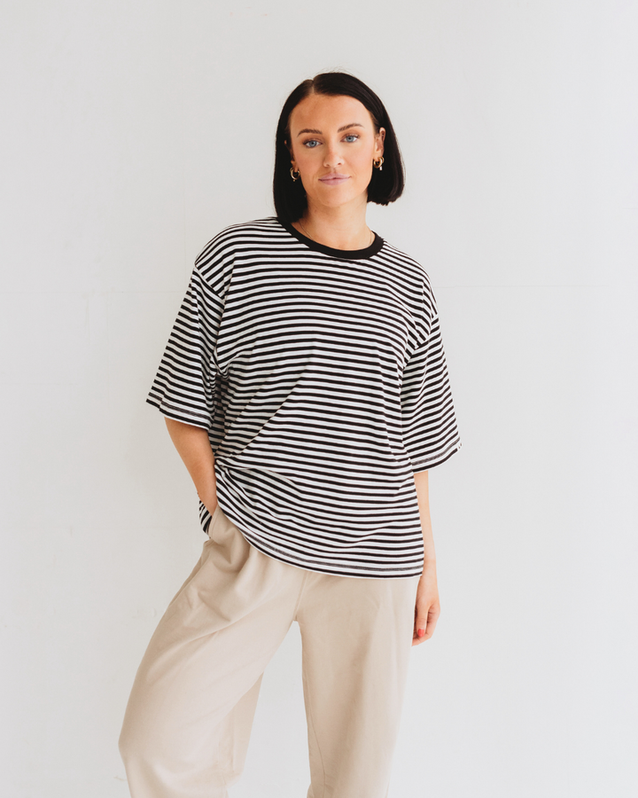 Elsie Mono Stripe T-Shirt | Turtledove London