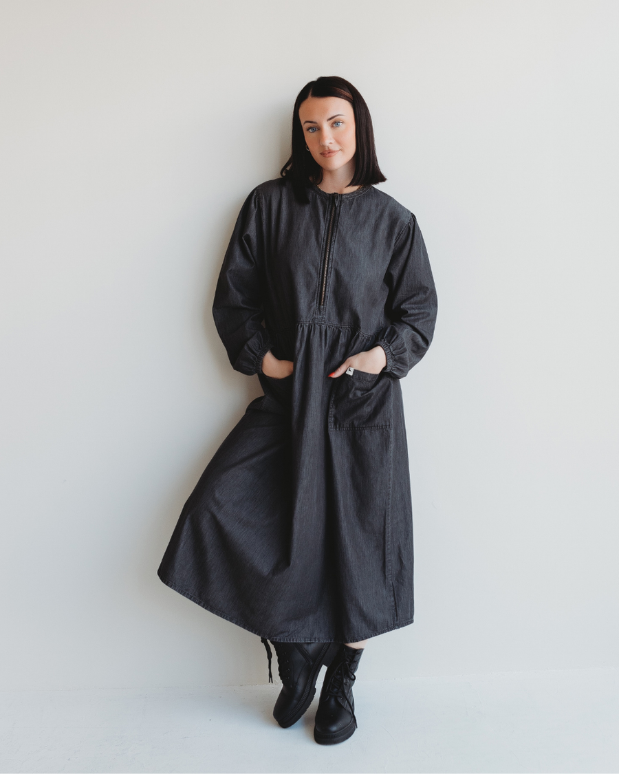 Magda Black Denim Dress | Turtledove London