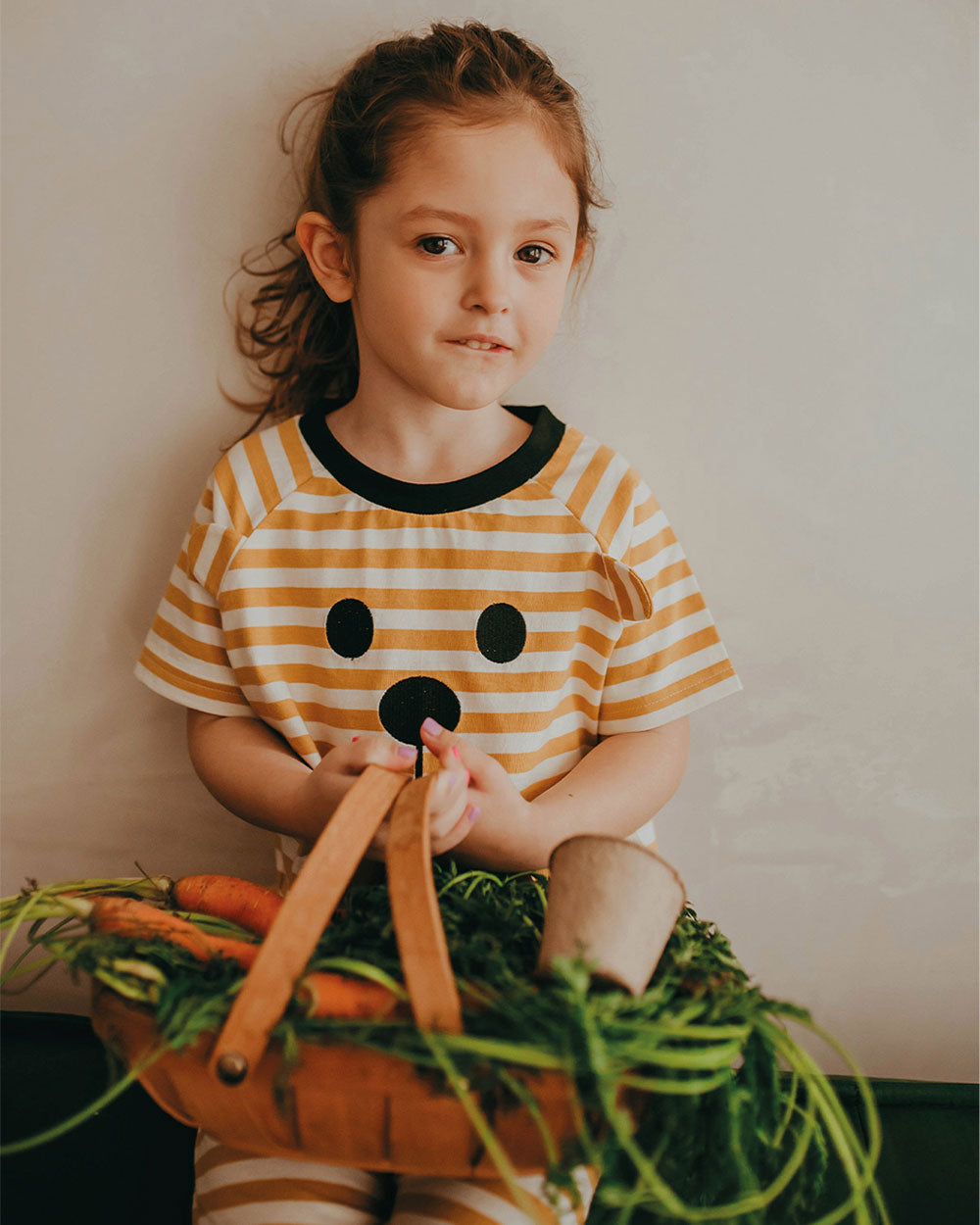Wide Stripe Mustard Character T-Shirt | Turtledove London